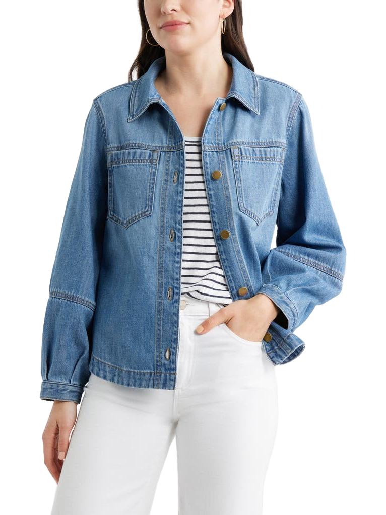 CASLON Caslon(r) Balloon Sleeve Denim Jacket